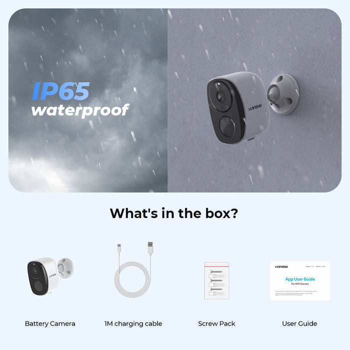 H.VIEW 2K 3MP Battery Camera Outdoor Wireless, Smart Detection, Full C ...