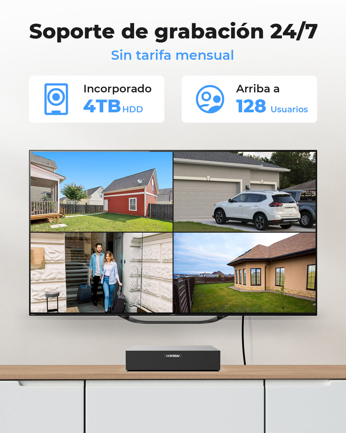 H.VIEW 8 Channels 4K 8MP PoE Security Camera System, Color Night Visio ...