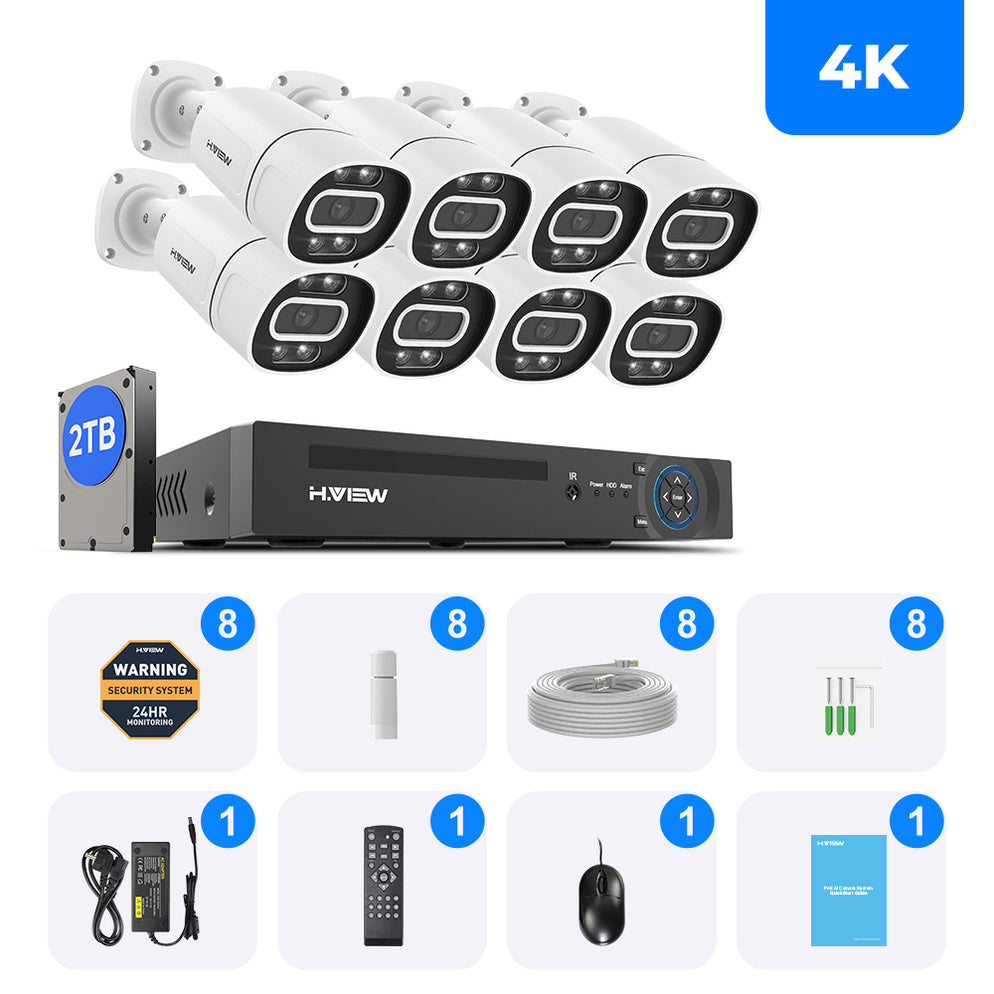 H.View 8CH 5MP/8MP CCTV Security Cameras System Home Video Surveillanc ...