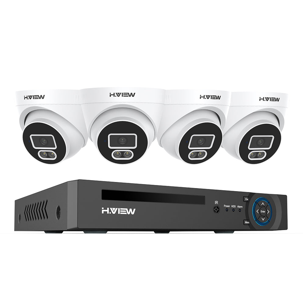 H.VIEW H.265 5MP PoE Security Camera System, 4pcs Spotlight IP Camera ...