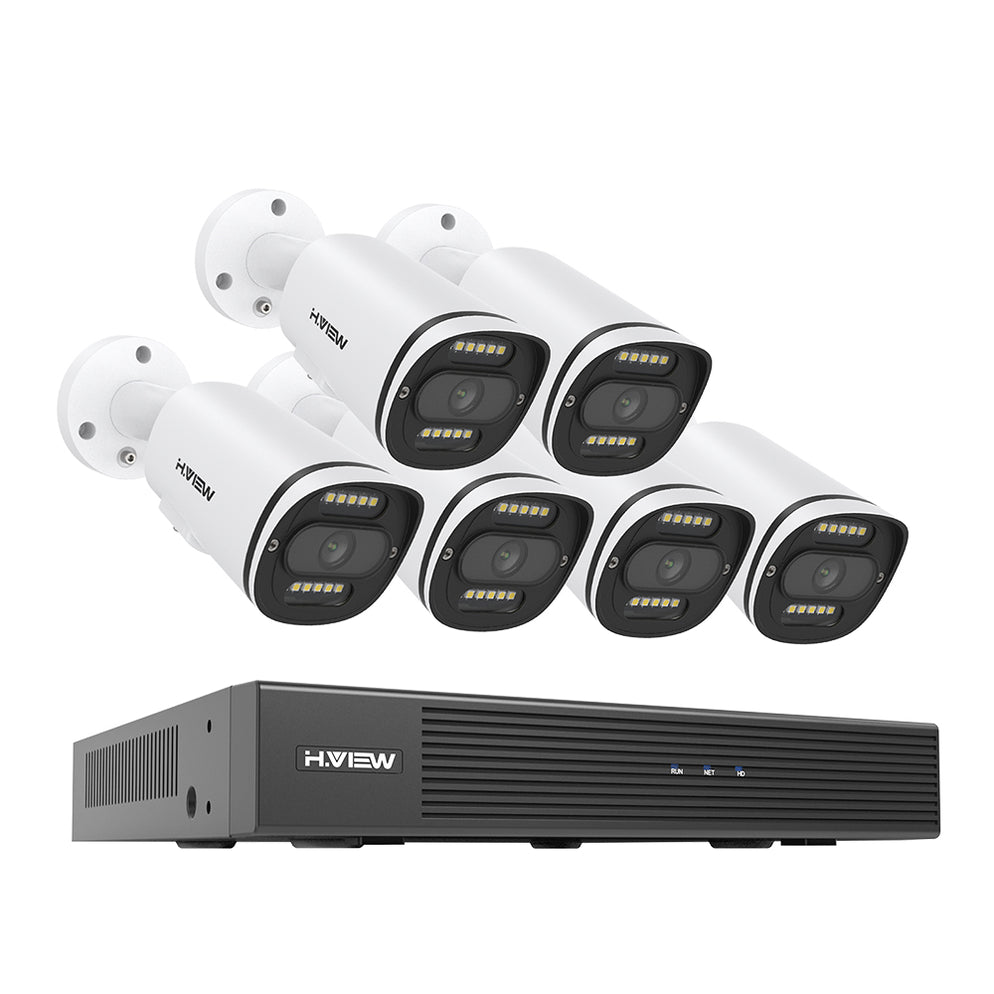 H.VIEW 8 Channels 4K 8MP PoE Security Camera System, Color Night Visio ...