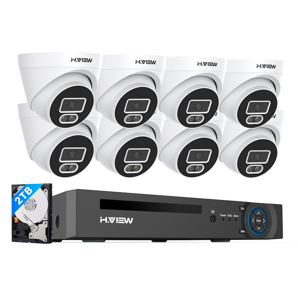 H.VIEW H.265 5MP PoE Security Camera System, 4pcs Spotlight IP Camera ...