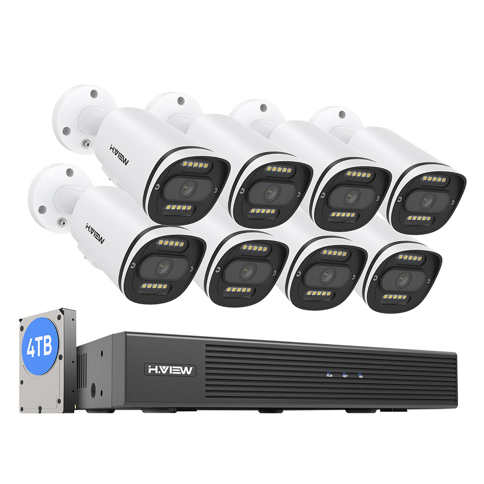 H.VIEW 8 Channels 4K 8MP PoE Security Camera System, Color Night Visio ...