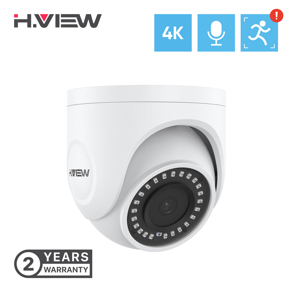 H.View 4K PoE IP Dome Camera with Audio, 2.8mm Lens, Wide Angle, Built ...